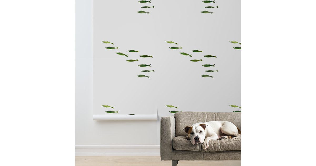 Little Green Fish Schools Nautical Wallpaper | Zazzle
