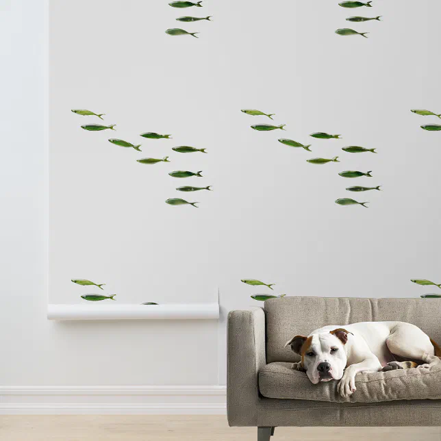 Little Green Fish Schools Nautical Wallpaper | Zazzle