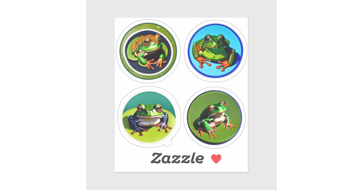 Little Green Frog Frogs on Lilly Pads Assortment # Sticker | Zazzle