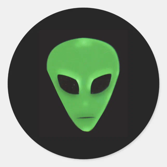 Little Green Man Alien Face Classic Round Sticker | Zazzle