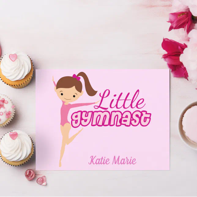 Little Gymnast Pretty Pink Custom Kids Gymnastics Postcard | Zazzle