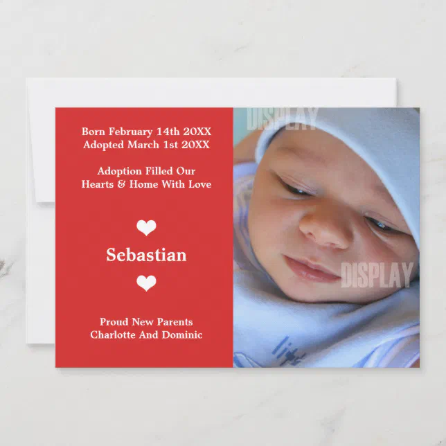 Little Heart New Baby Adoption Announcement | Zazzle