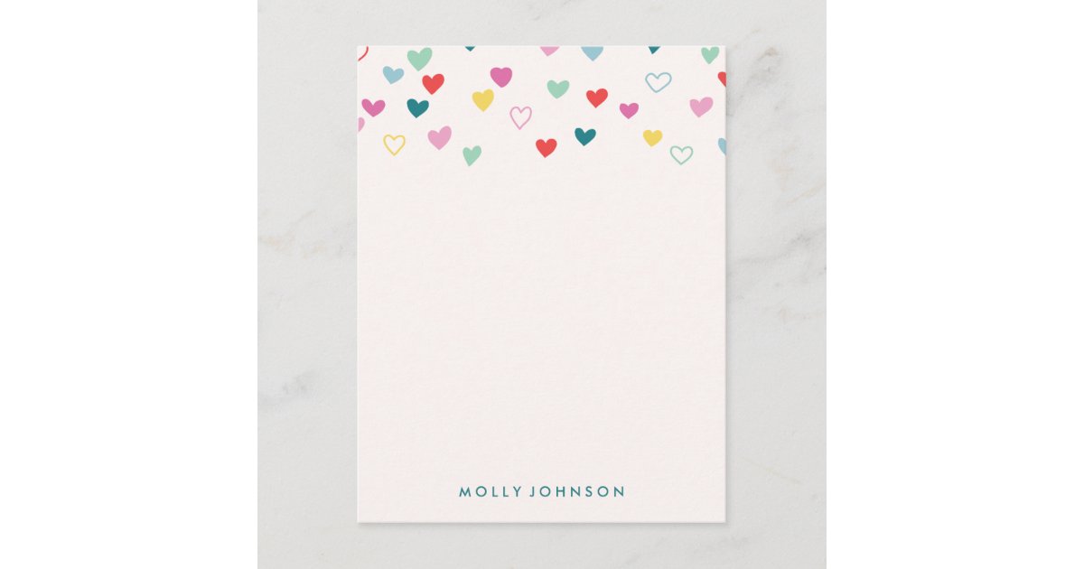 Little Hearts Stationery - Teal Note Card | Zazzle.com