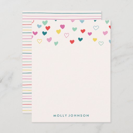 Little Hearts Stationery - Teal Note Card | Zazzle