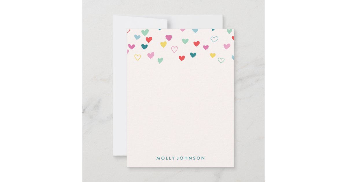 Little Hearts Stationery - Teal Note Card | Zazzle