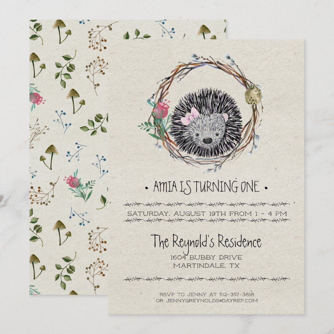 Little Hedgehog Party Invitation | Zazzle