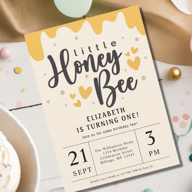 Little Honey Bee 1st Birthday Party Invitation | Zazzle