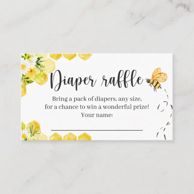 Little Honey Bee Diaper Raffle Card | Zazzle