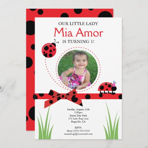Little Lady Bug Birthday Invitation | Zazzle