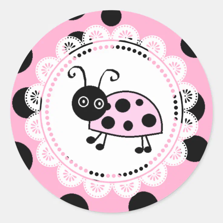 Little Lady Pink Ladybug Classic Round Sticker | Zazzle