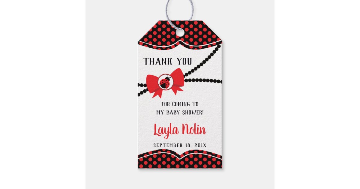 Little Lady Thank You Tag, Favor, Ladybug Gift Tags | Zazzle