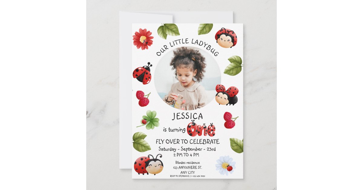 Little Ladybug 1st Birthday Party Photo Invitation | Zazzle