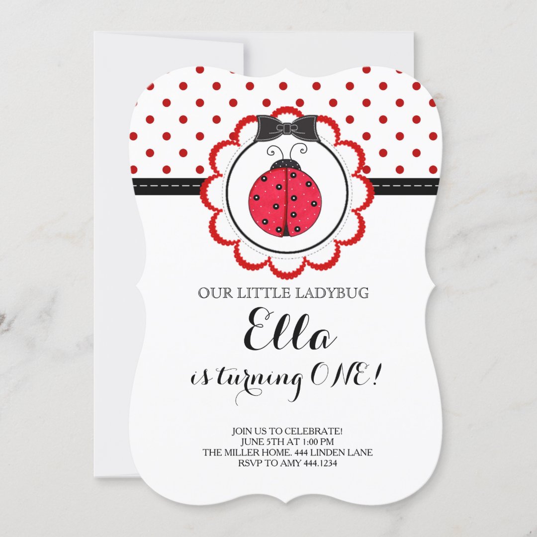 Little Ladybug First Birthday Party Invitation | Zazzle