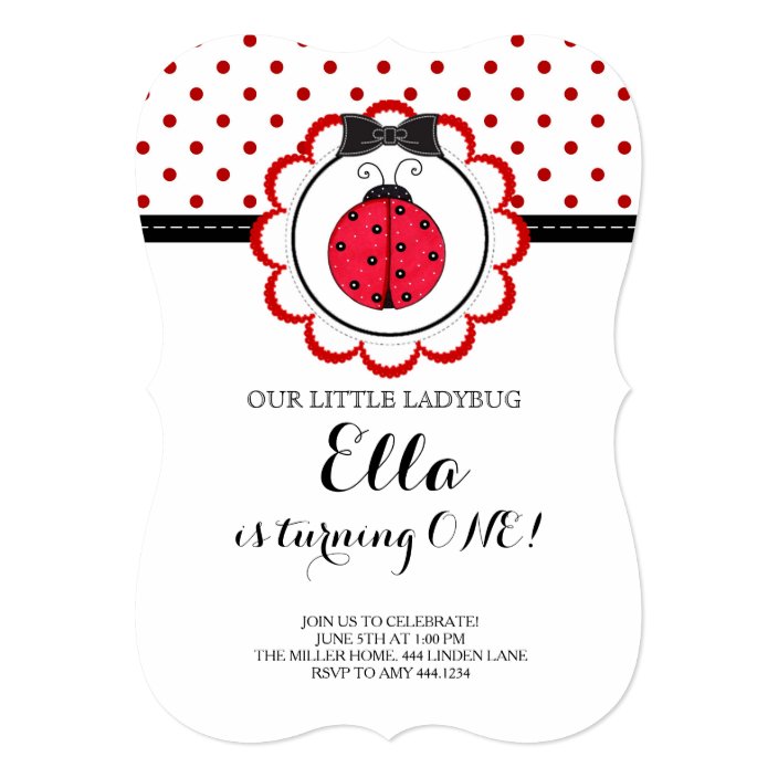 Little Ladybug First Birthday Party Invitation | Zazzle.com