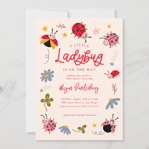 Little Ladybug Girl Baby Shower Invitation | Zazzle