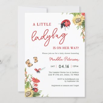 Little Ladybug Girl Baby Shower Invitation | Zazzle
