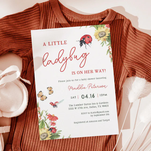 Little Ladybug Girl Baby Shower Invitation | Zazzle