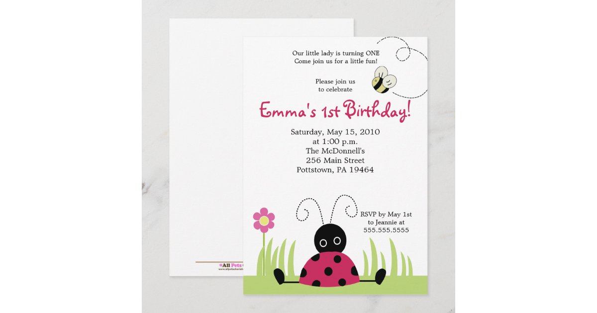 Little Ladybug Invite - Upated Link in Description | Zazzle