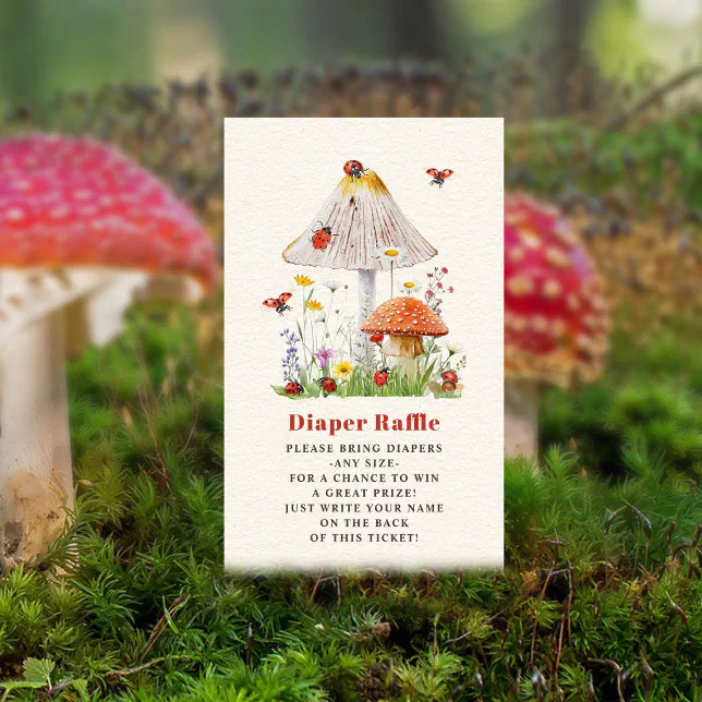 Little Ladybug Mushroom Baby Shower Diaper Raffle Enclosure Card | Zazzle