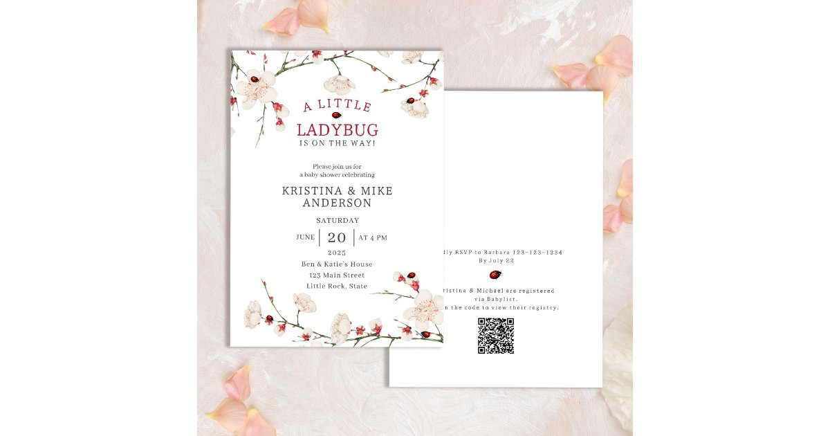 Little Ladybug QR Code Baby Shower Invitation | Zazzle
