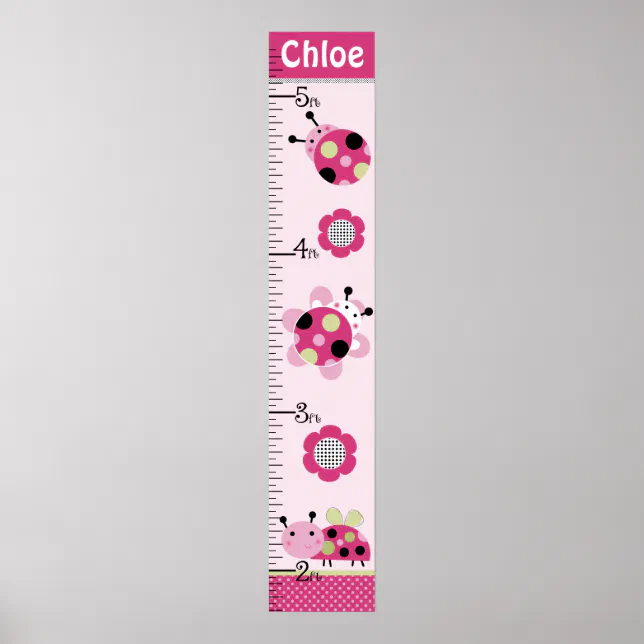 Little Ladybugs Girl Growth Chart Keep at 8x44! | Zazzle