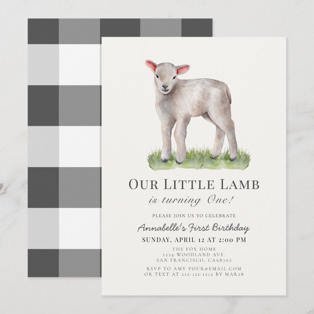 Little Lamb 1st Birthday Invitation | Zazzle
