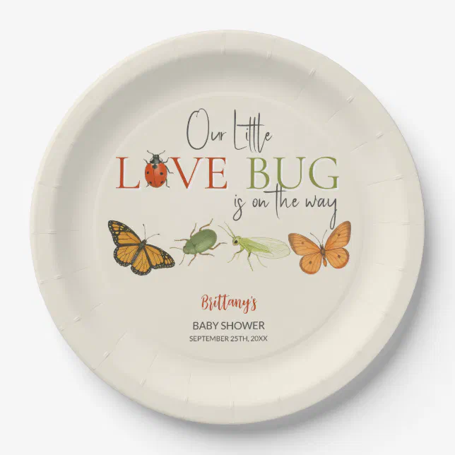 Little Love Bug Baby Shower Butterfly Paper Plates | Zazzle