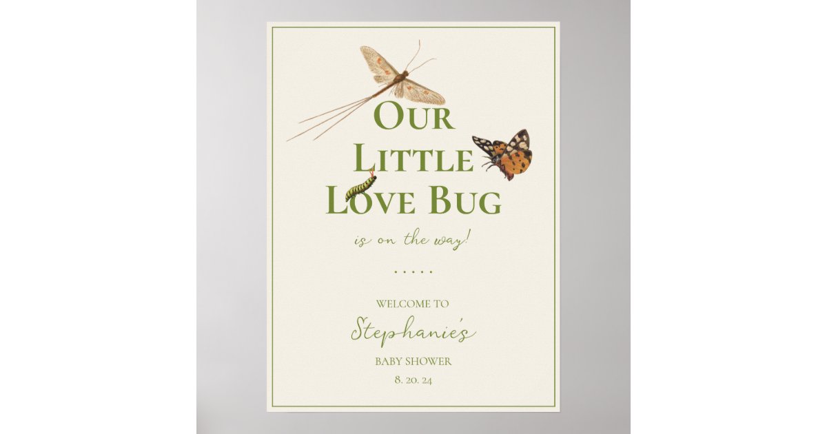 Little Love Bug Baby Shower Welcome Poster | Zazzle