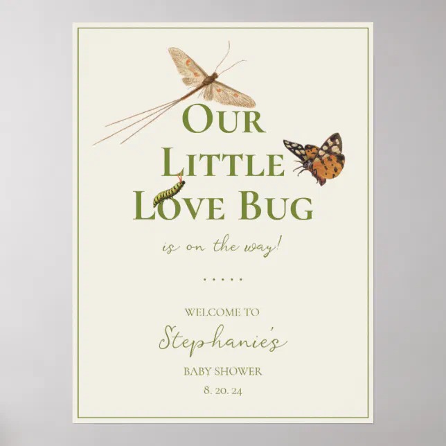 Little Love Bug Baby Shower Welcome Poster | Zazzle