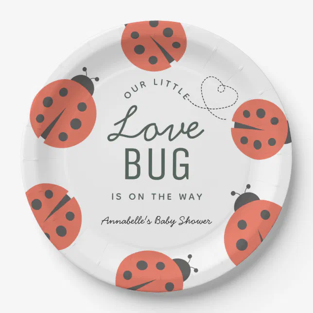 Little Love Bug Ladybug Baby Shower Paper Plates | Zazzle