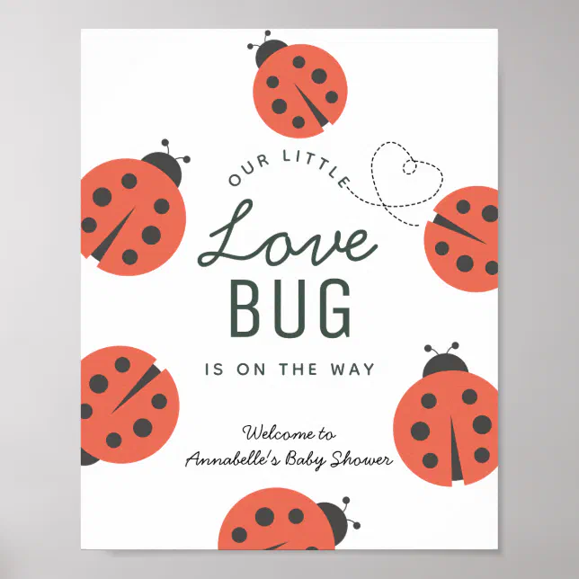 Little Love Bug Ladybug Baby Shower Welcome Poster | Zazzle