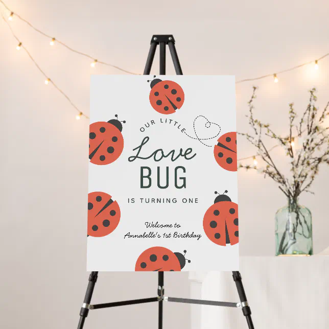Little Love Bug Ladybug Girl Birthday Welcome Foam Board | Zazzle