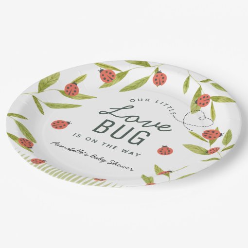 Little Love Bug Ladybug Leaf Baby Shower Paper Plates | Zazzle