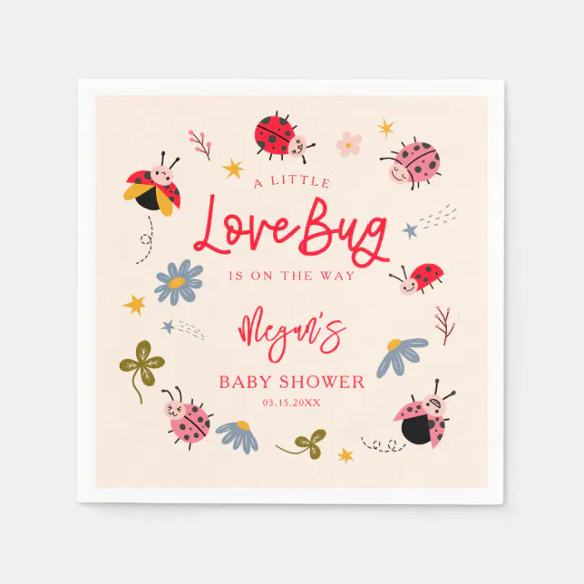Little Lovebug Insect Baby Shower Napkins | Zazzle