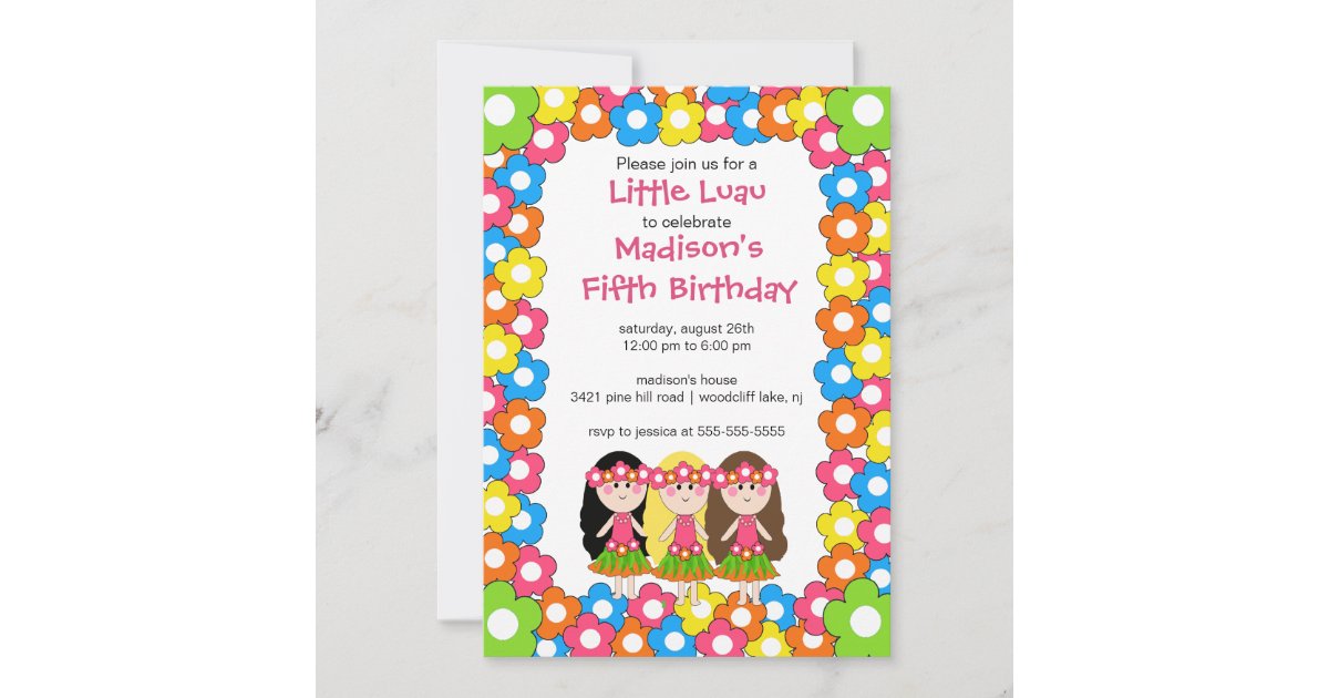 Little Luau Party Birthday Invitation | Zazzle