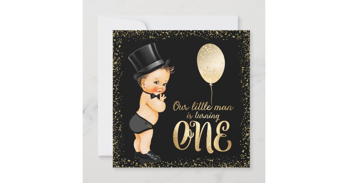 Little Man 1st Birthday Invitation | Zazzle