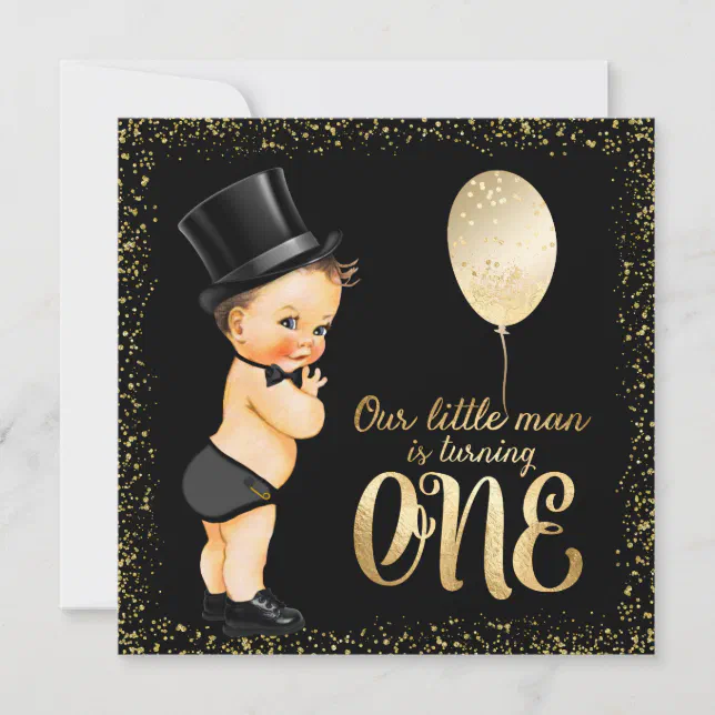 Little Man 1st Birthday Invitation | Zazzle