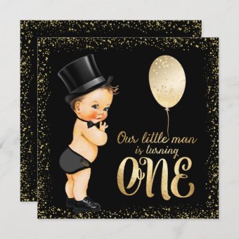 Little Man 1st Birthday Invitation | Zazzle