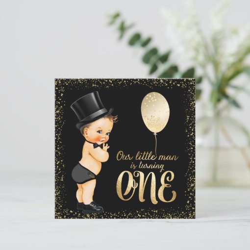 Little Man 1st Birthday Invitation | Zazzle