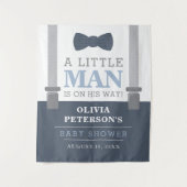 Little Man Baby Shower Backdrop, Navy, Gray | Zazzle