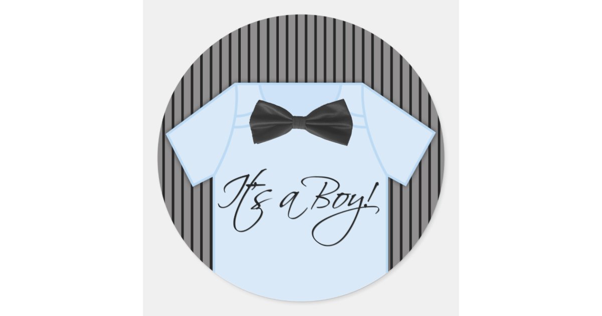 Little Man Baby Shower Classic Round Sticker | Zazzle