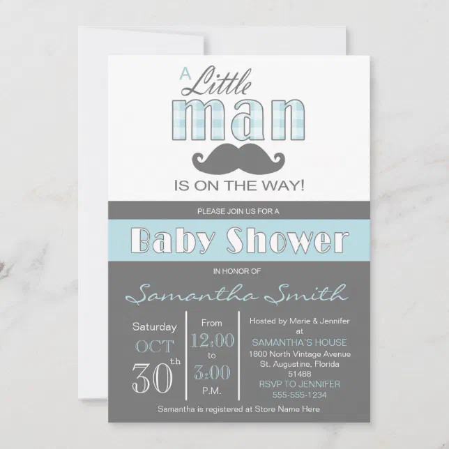 Little Man Baby Shower Invitation | Zazzle
