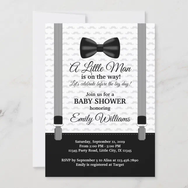Little Man Baby Shower invitation Bow Tie Shower | Zazzle