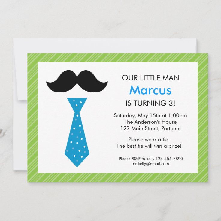Little Man Birthday Invitation - Green | Zazzle