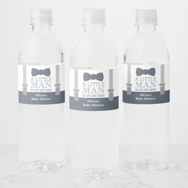 Little Man Bottle Wrapper with Bow Tie Water Bottle Label | Zazzle