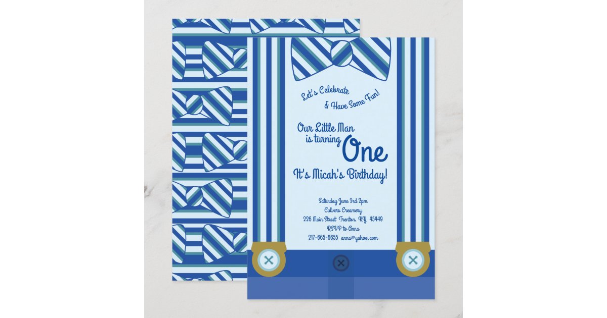 Little Man Boy 1st Birthday Cute Invitations | Zazzle