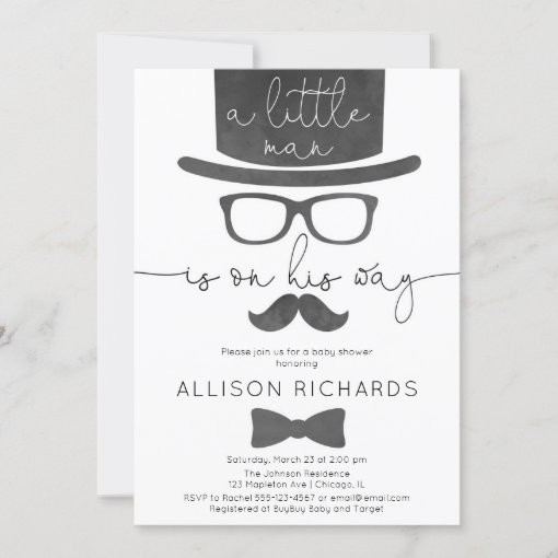 Little man boy baby shower invitation | Zazzle