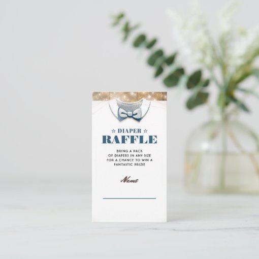 Little Man | Boy Baby Shower Rustic Diaper Raffle Enclosure Card | Zazzle