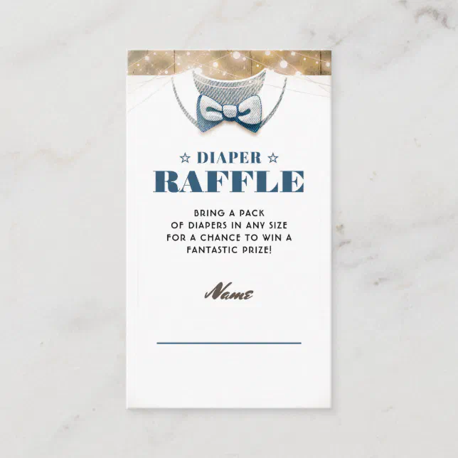 Little Man | Boy Baby Shower Rustic Diaper Raffle Enclosure Card | Zazzle