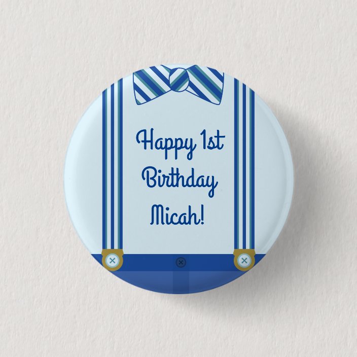 Little Man Boy's 1st Birthday Party Button | Zazzle.com